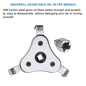 GOHAWKTEQ Universal Adjustable Oil Filter Wrench From 2-1/2 inch to 4.5 inch Oil Filter Wrench Tool Set With 3 Jaw