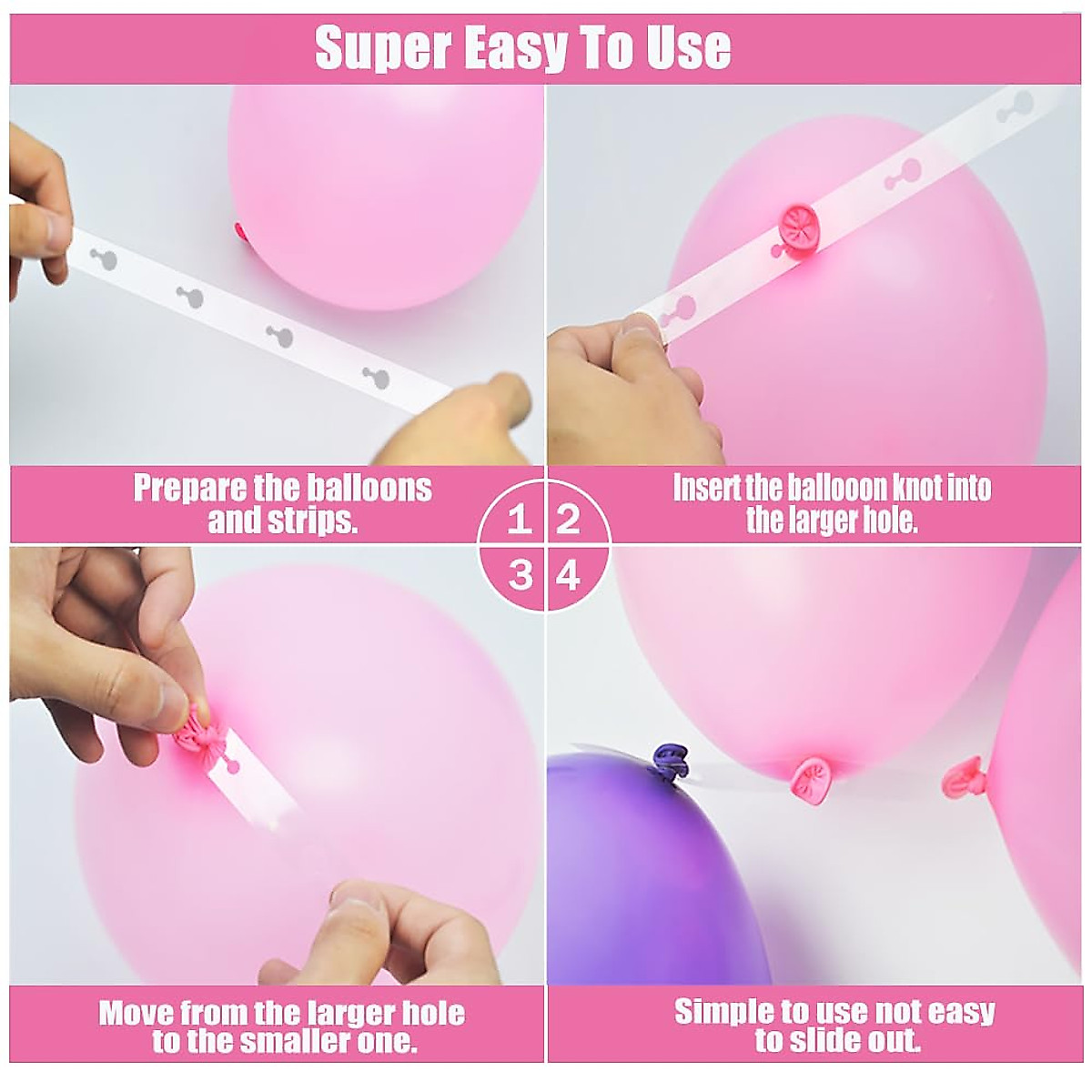 Decojoy Balloon Arch Kit Balloon Garland Decorating Garland Strip, 3 Tape Strips and 3 Glue Point Dots for Party、Wedding、Birthday, Baby Shower and DIY Decorations(Upgraded Version)