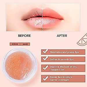ANAIRUI Lip Therapy Set - Collagen Lip Care Kit - Lip Sleeping Mask & Sugar Lip Scrub, Lips Plumping Mask for Lip Line Wrinkle Treatment, Lip Balm & Moisturizer for Dry Chapped Lips, Exfoliating Repairing Lips Overnight (Grapefruit & Collagen)