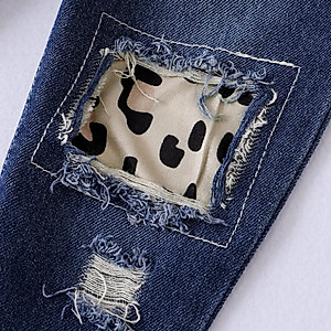 XUANHAO 18 Months Girl Clothes Toddler Girl Winter Clothes Ruffle Leopard Tops Denim Jeans Long Sleeve Pant Set 18-24 Months Girl Clothing