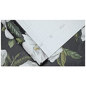 HAOKHOME 93169-1 Peel and Stick Gardenia Floral Wallpaper Removable Black/White/Green Vinyl Self Adhesive Mural 17.7in x 9.8ft