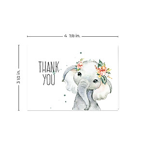 Canopy Street Boho Safari Animal Baby Shower Thank You/New Baby Appreciation Card Set / 24 Jungle Animals Gratitude Cards / 6 Baby Animal Thanks Designs 3 1/2" x 4 7/8" Note Card Pack