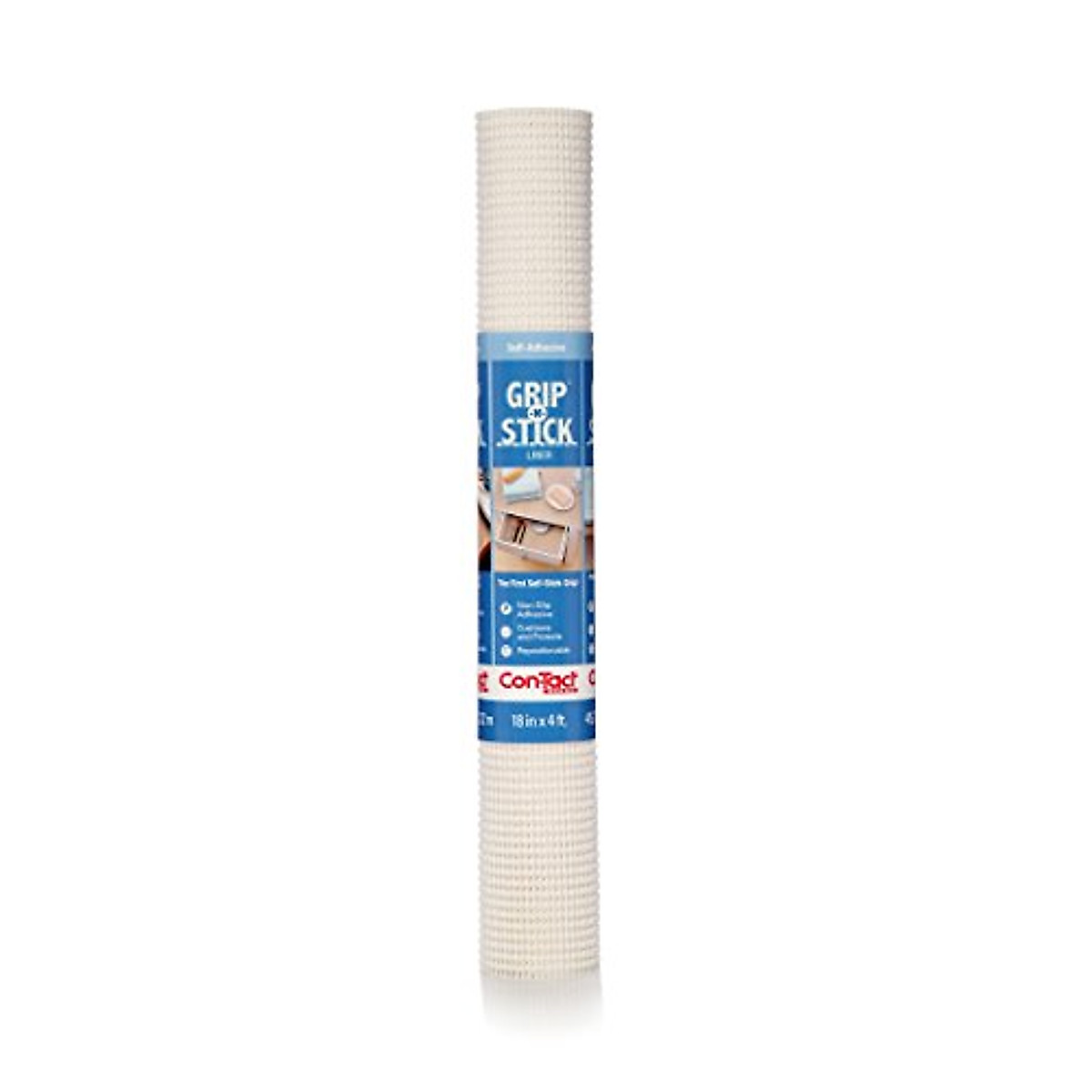 Con-Tact Brand Grip-N-Stick Durable Self-Adhesive Non-Slip Shelf and Drawer Liner, 18" x 4', White, 6 Rolls
