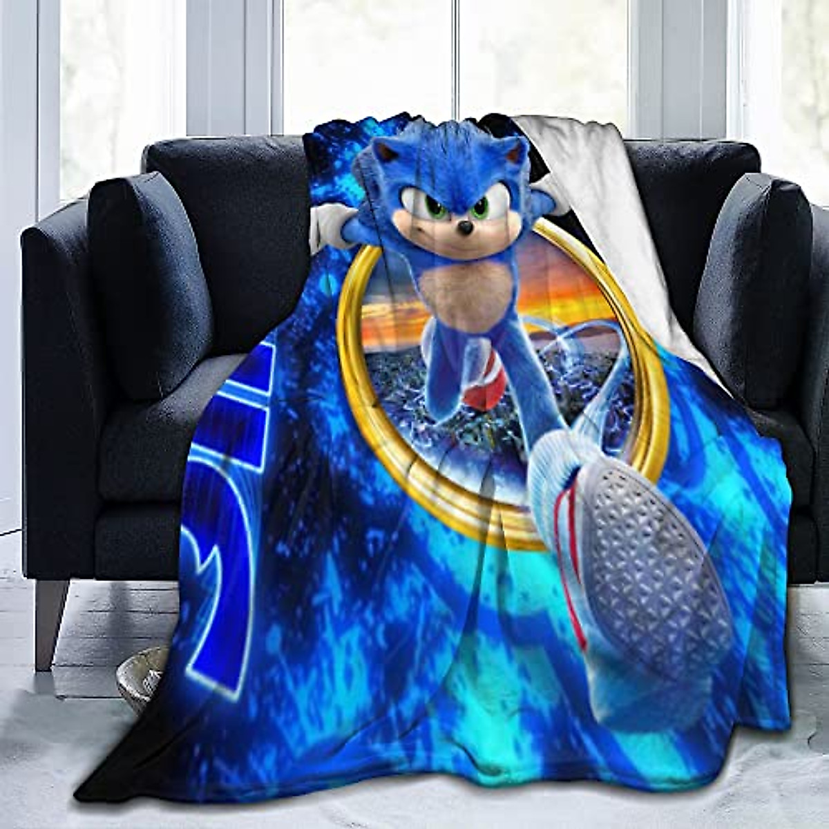 Jesdsdoc 50"X60" Cartoon Blue Blanket Personalized Print Throw Blanket Cozy Soft Blanket to Provide Warm Fluffy Cute Blankets
