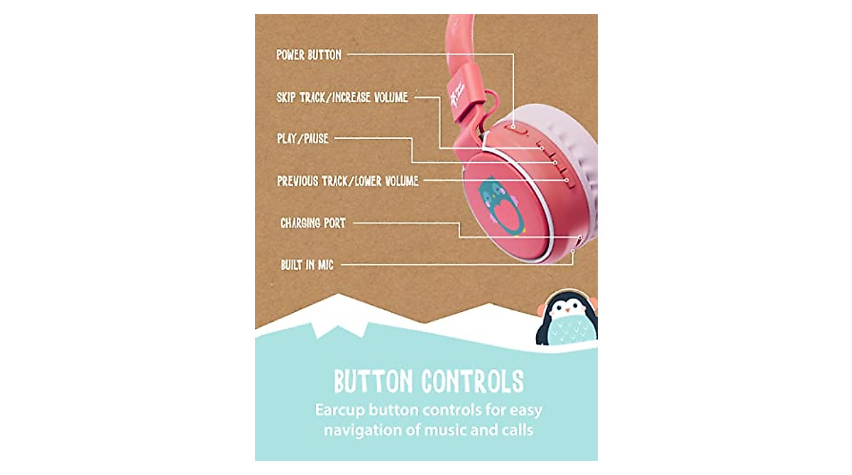 Planet Buddies Kids Bluetooth Headphones with Microphone | Safe & Foldable