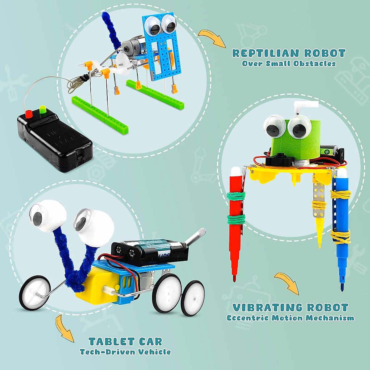 Ailiaili 6 Set STEM Projects for Kids Ages 8-12, Electronic Science Kits for Boys 6-8, DIY Engineering Robotic Stem Toy, Science Experiments Circuit Building Kits, Gift for 5 6 7 8 9 10 11 12 Year Old