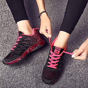 MLAGJSS Canvas Shoes for Women Slip on with Air Cushion Comfy Arch Support, Casual Sneakers Non Slip Tennis Shoes Athletic Low Top Shoes for Walking Gym Jogging (811A14 Hot Pink,Size 5)