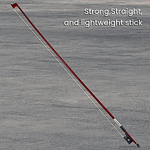 ADM 4/4 Full Size Student Violin Bow, Well Balanced Handmade Brazilwood Bow with Horsehair, Ebony Frog with Pearl Eye and Pearl Slide, Brown