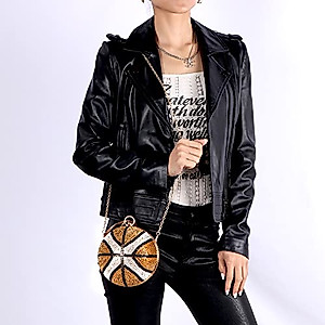 GripIt Rhinestone Basketball Round Bag Purse And Handbags for Women Gold Clutch Evening Hand Bags Party Wedding Ball Cool Purses Diamond Clutch Purses