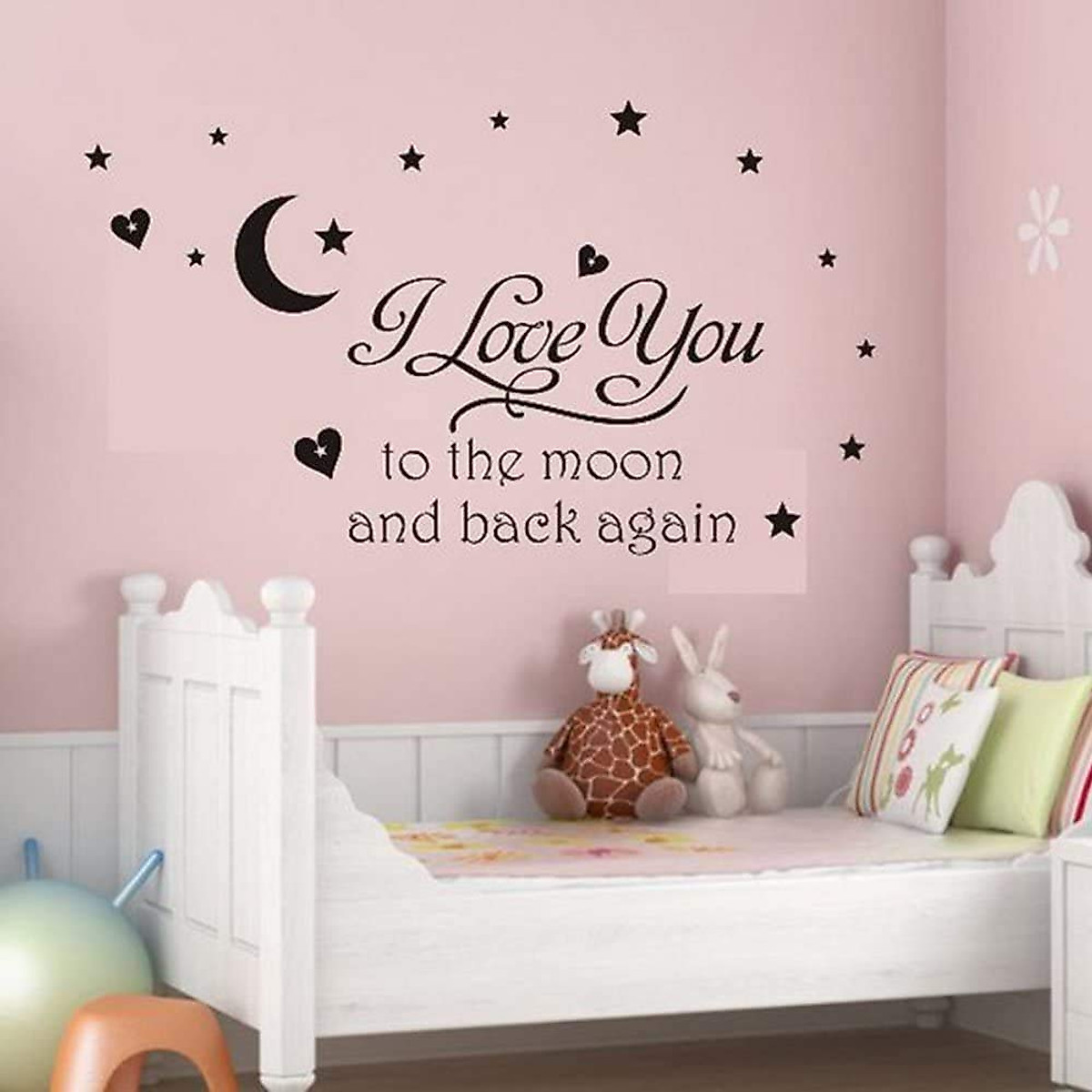 DNVEN Quotes Decals I Love You to The Moon and Back Wall Stickers Removable Vinyl DIY Graphic Arts for Children Bedrooms Family Playrooms Classroom 24 inches x 15 inches