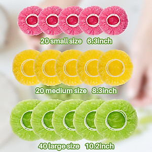 MAQIHAN 80Pcs Bowl Covers Reusable - Plastic Bowl Covers Elastic Reusable Fresh Keeping Bags Food Plastic Wrap Elastic Bowl Covers Reusable Plastic Food Covers Stretch Elastic Food Storage Covers
