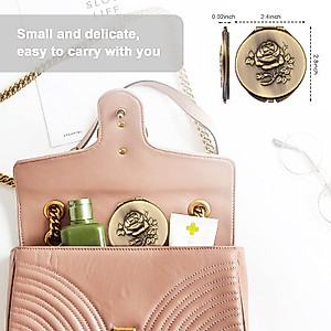 Goshentech Retro Metal Compact Mirror Travel Portable Mirror 1x/2x Magnification Compact &Portable Foldable (Bronze)