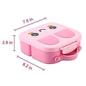 TWOKIWI Bento Lunch Box for Kids - Lunch Containers with 4 Compartments Includes Sauce Jar & Removable Divider, Durable, BPA-Free, Food-Safe Materials (Pink)