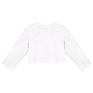 Lilax Girls Cozy Faux Fur Bolero Shrug Long Sleeve Crew Neck Dress Coat 5T White
