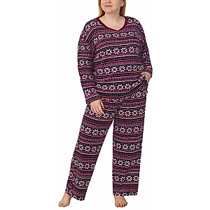 Nautica Women's 2 Piece Fleece Pajama Sleepwear Set (Medium, Purple)