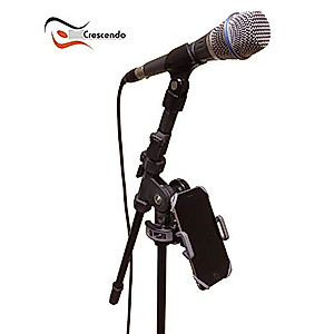 Crescendo CR-30 SlimClip Mic Stand Phone Holder, iPhone Clamp Mount, Pole Phone Mount, Microphone, Music, or Drum Stand - for iPhone, Samsung Galaxy or Note, Pixel, Any Smartphone