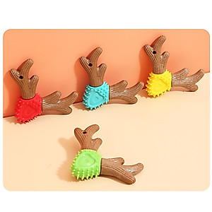 CATSELURRY Chew Playset Dog Chew Toy for Aggressive Chewer Antlers Shape Dogs Dental Chewing Toy Puppy Teething Bone Toy Toothbrush Pet Supply