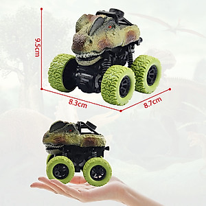 4 Pack Monster Truck Toys for Boys, Toddler Pull Back Cars Friction Powered Cars for Kids, Dinosaur Toys for 3 4 5 6 Year Old Boys Girls Christmas Birthday Party Gift for Kids