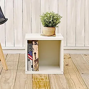 Way Basics Eco Stackable 1 tier Storage Cube, Cubby Organizer (Tool-Free Assembly and Uniquely Crafted from Sustainable Non Toxic zBoard paperboard), Black Wood Grain