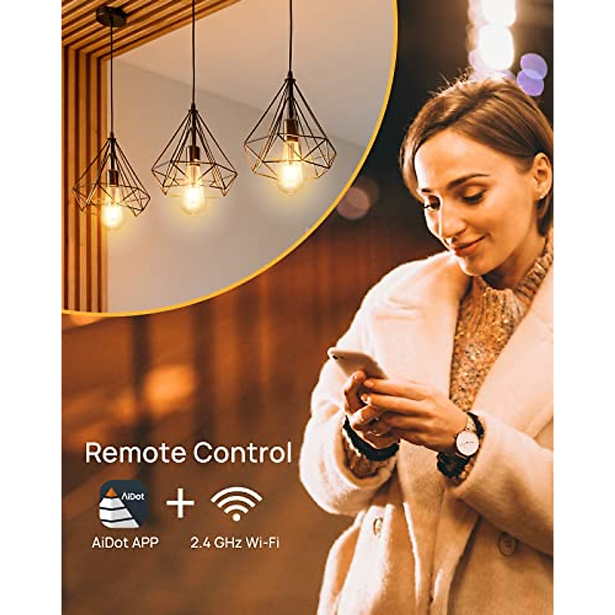 Linkind Smart Edison Bulbs, WiFi LED E26 Edison Bulbs, Dimmable ST64 Vintage Filament Light Bulb, 45W Equivalent, 2200K Soft White, 350lm, Compatible with Alexa, Google Home, No Hub Required, 2 Pack