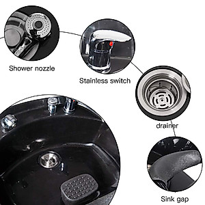 Polar Aurora New Backwash Barber Chair ABS Plastic Shampoo Bowl Sink Unit Station Spa Salon Equipment