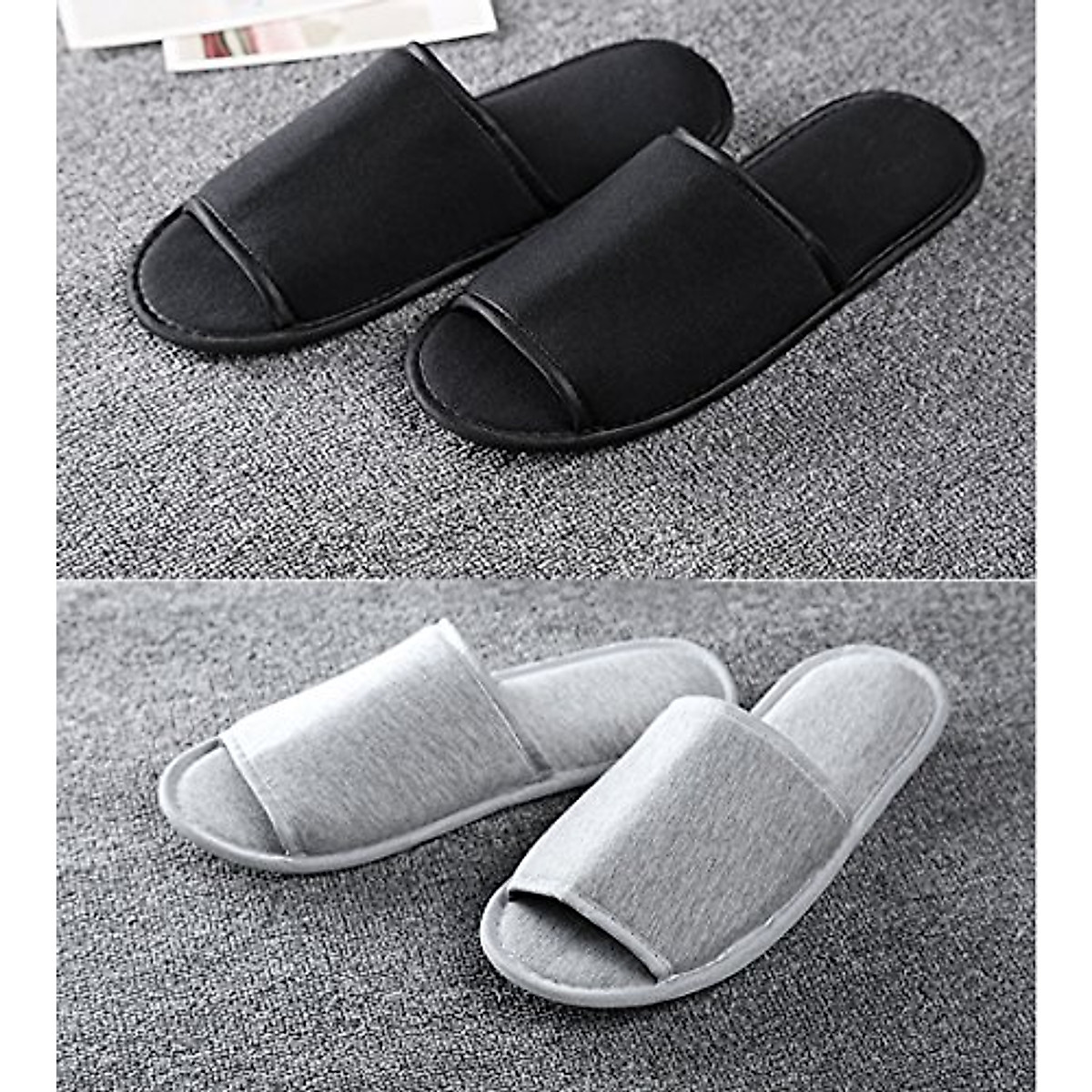 Comfysail Foldable Portable Slippers Washable Open Toe Towelling Slippers with Storage Bag for Spa Travel Hotel/Home Guest 34-43