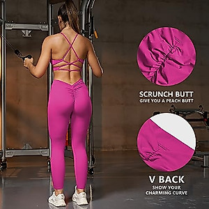 YEOREO Gym Leggings for Women V Back Workout Leggings Scrunch Butt Lifting Leggings for Women High Waist Booty Yoga Pants Daze Womens Leggings Pink Small