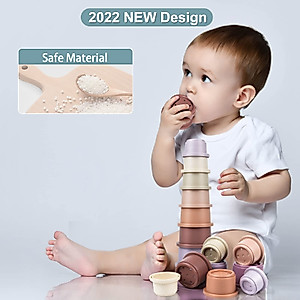 Baby Stacking Toy Cups,Toddler Stackble Bath Toy for 1-3,Nesting Cups Pool Toys for 6-12 Months Infant,Kids Early Educational Montessori Gift for 2-4 Years Old Boys Girls