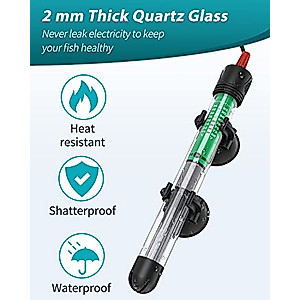 Uniclife 100 Watt Aquarium Heater with Thermometer, Fish Tanks Heater for 10-25 Gallon