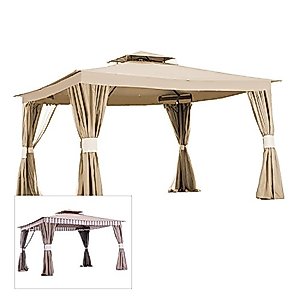 Garden Winds Replacement Canopy Top Cover for Living Home 10 x 12 Gazebo - Riplock 350 - Beige