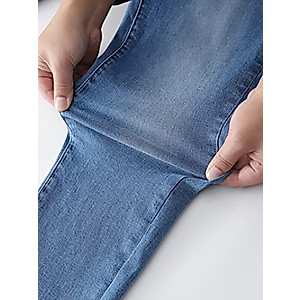 KISSPLUS Plus Size Tapered Jeans for Women High Waist Loose Women Jeans Curvy Stretchy Denim Pants for Women Inseam 30 Light Blue in White 4XL