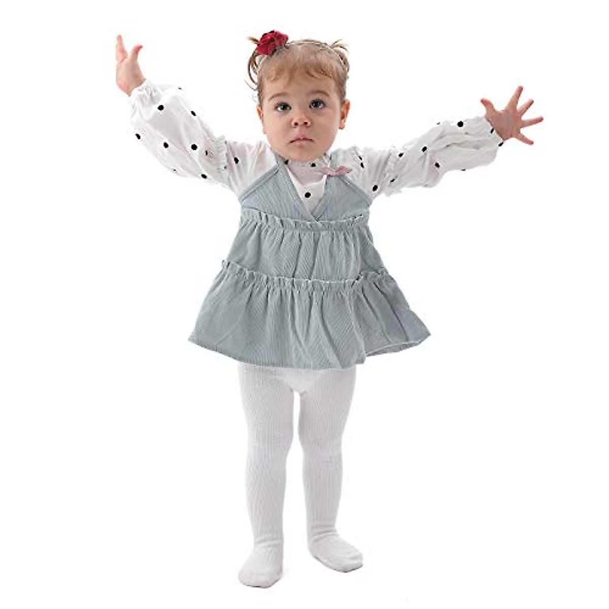 EPEIUS 3 Pairs Pack Newborn Girls Tights Baby Girls Boys Seamless Cable Knit Leggings Solid Cotton Tights Footed Pants for 0-3 Months,White