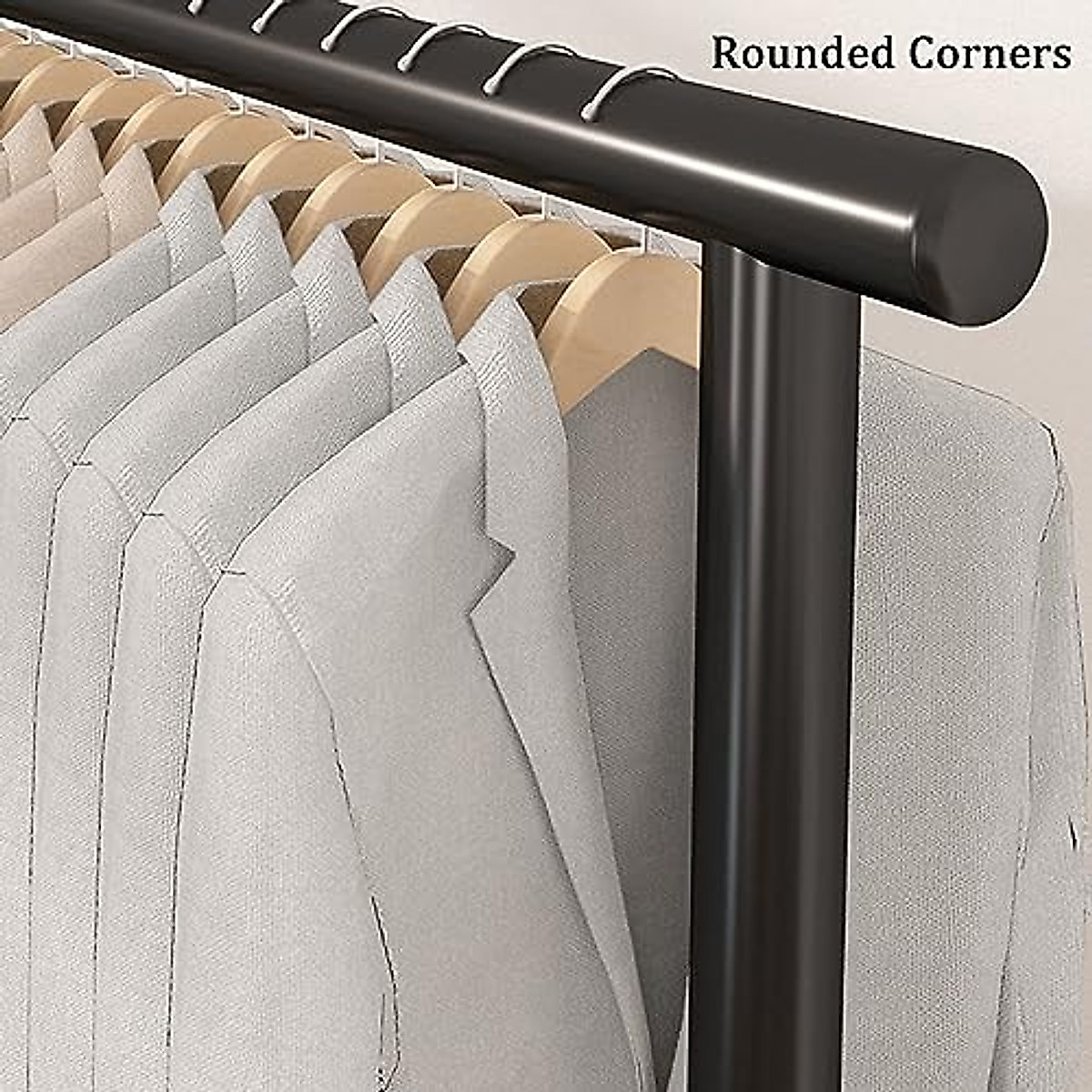 UEIDIHI Clothing Clothes Rack, Rolling Garment Organizer with Wheels and Bottom Rod, Portable Clothes Organizer Rod for Display & Hanging Clothes,Black,59in