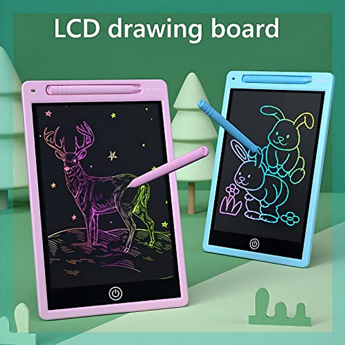 2 Pack LCD Writing Tablet Drawing Writing Board Erasable Doodle Pad Toy for Kids Learning Education 8.5 inch Blue and Pink
