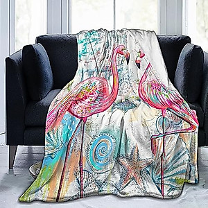 Pink Flamingo Throw Blanket Cozy Plush Flamingos Flannel Fleece Ultra Soft Blankets Lightweight Fuzzy Party Blanket Gifts for Girls Women Men Boys Bed Couch Sofa 60"x50"