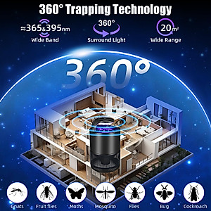 Fly Trap Indoor,Insect Traps Indoor,Automatic Fruit Fly Traps for Indoors Self-Activating Killer for Mosquitos,Gnats,Moths,Fruit Flies for Home,Bug Light Trap Indoor with Suction Bug Light Sticky Glue