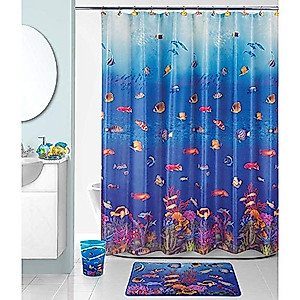 Under The Sea Lotion Pump/Toothbrush Holder/soap Dish/Wastebasket 4pc Set 4 Piece Animal Print Casual Resin Multi-Size