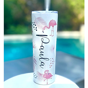 Personalized Vacation Tumbler, 20oz Tumbler with Lid, Flamingo Tumblers, Beach Vacation Tumbler, Bridesmaid Tumbler, Personalized Tumbler, Bridesmaid Gift, Personalized Vacation Tumbler