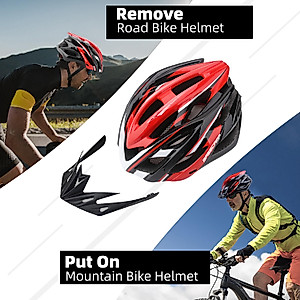 Basecamp Bike Helmet for Men Women with LED Safety Light Removable Sun Visor Lightweight Bicycle Helmet Adjustable Breathable Mountain & Road Cycling Helmets for Adult (BC-10)