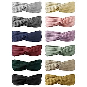 Knotted Headbands for Women and Girls, Head Bands No Slip Fashion for Women and Girls, 12 Pcs Headbands for Girls with 12 Colors