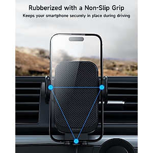 ZOOAUX Wireless Car Charger Vent Mount, 15W Fast Charging Auto-Clamping Car Mount, Air Vent Car Phone Holder for iPhone 15/15 Pro/14/13 Pro/XS/XR/X/8,Samsung S24/S23/22/S21/S10 (Black)