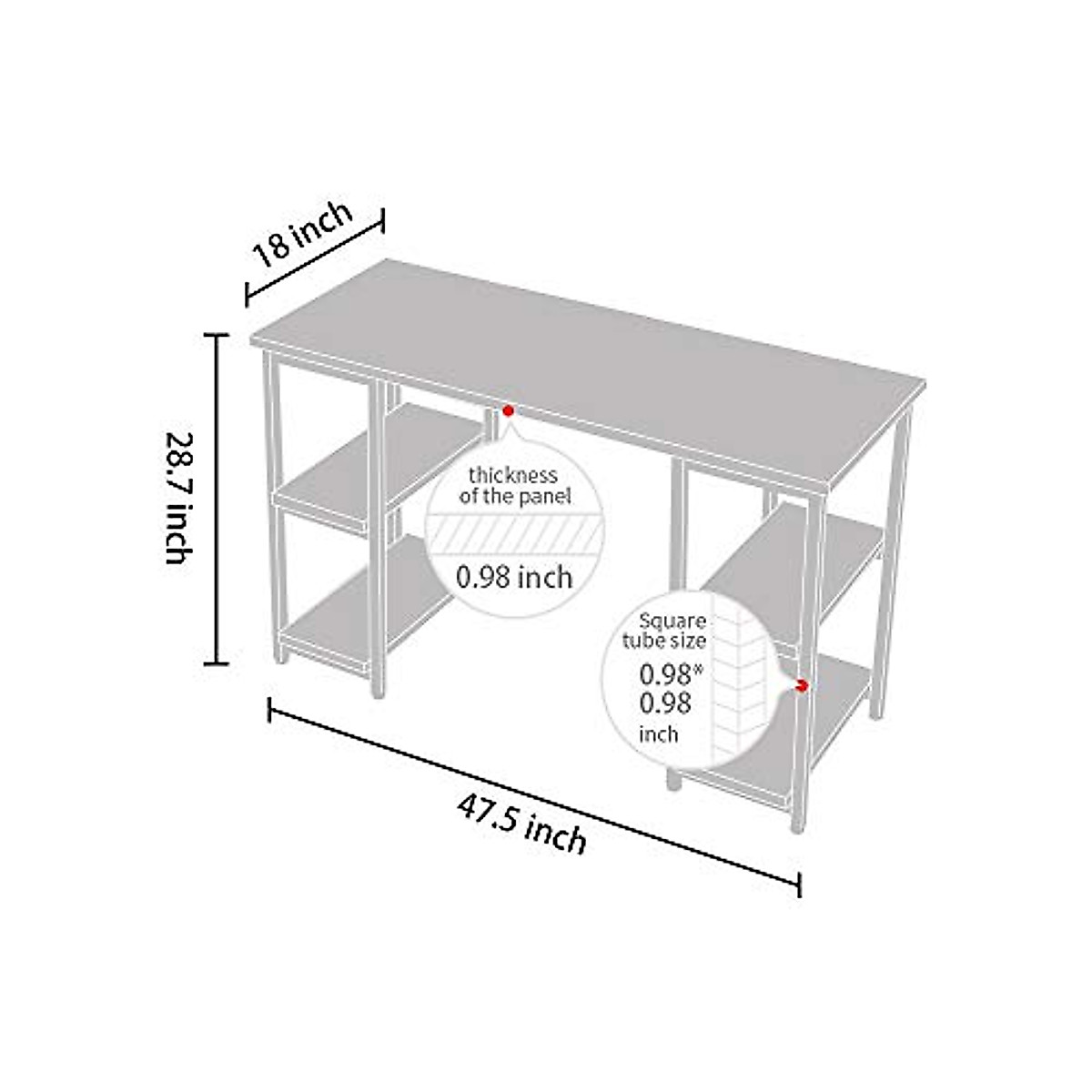 Coral Flower Landisl Desk,Simple and Modern Design,with Four Open Shelves for Books, Office Supplies or Accessories Within Easy Reach，Light Oak