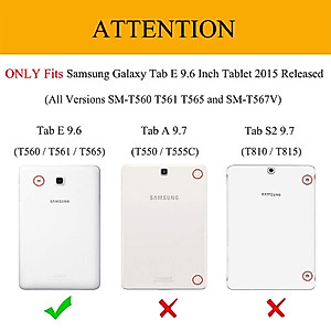 EKVINOR Galaxy Tab E 9.6 Case - Slim Leather Stand Folio Case Cover for Samsung Galaxy Tab E 9.6 Inch Tablet (Fit All Versions SM-T560 T561 T565 and SM-T567V) - Light Blue