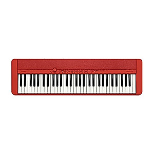 Casio Casiotone CT-S1 61-Key Portable Digital Keyboard - Red Bundle with Adjustable Stand, Bench, Headphones, Sustain Pedal, Instructional Book, Instructional DVD, and Austin Bazaar Polishing Cloth