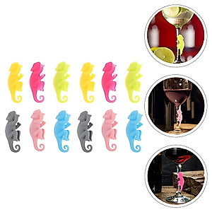 DOITOOL Drink Bottle Label 12pcs Silicone Wine Glass Markers Lizard Wine Glass Charms Animal Cup Charms Drink Markers Cup Rim Markers for Bar Party (Random Color) Martini Tumbler
