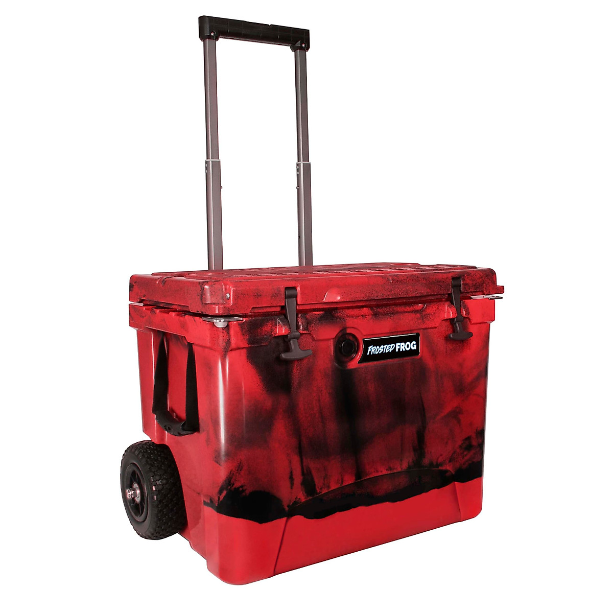 Frosted Frog 60 Quart Ice Chest Heavy Duty High Performance Roto-Molded Commercial Grade Insulated Cooler with Telescoping Handle and Wheels (Red Camo)
