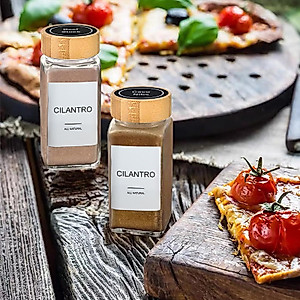 Datttcc 4oz Spice Jars with Labels, Glass Spice Jars with Bamboo Lids, Spices Container Set with Printed Spice Labels, Kitchen Empty Spice Jars with Shaker Lids, 30 Pcs