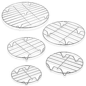 5 Pieces Round Cooling Rack Circular Wire Rack 12/10 / 9/7 / 6 Stainless Steel Round Baking and Cooling Steaming Cake Rack