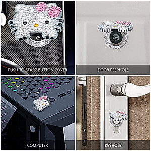 Bling Car Push to Start Button Cover Accessories, Cute Car Accessories for Women, Crystal Rhinestone Car Engine Start Stop Button Cover, Pink Car Decal for Women, Girly Car Decoration Interior Sticker