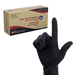 Dynarex Safe-Touch Black Disposable Nitrile Exam Gloves, Powder-Free, Used in Healthcare and Professional Settings, Law Enforcement, Tattoo, Salon or Spa, Large, 1 Box of 100 Gloves